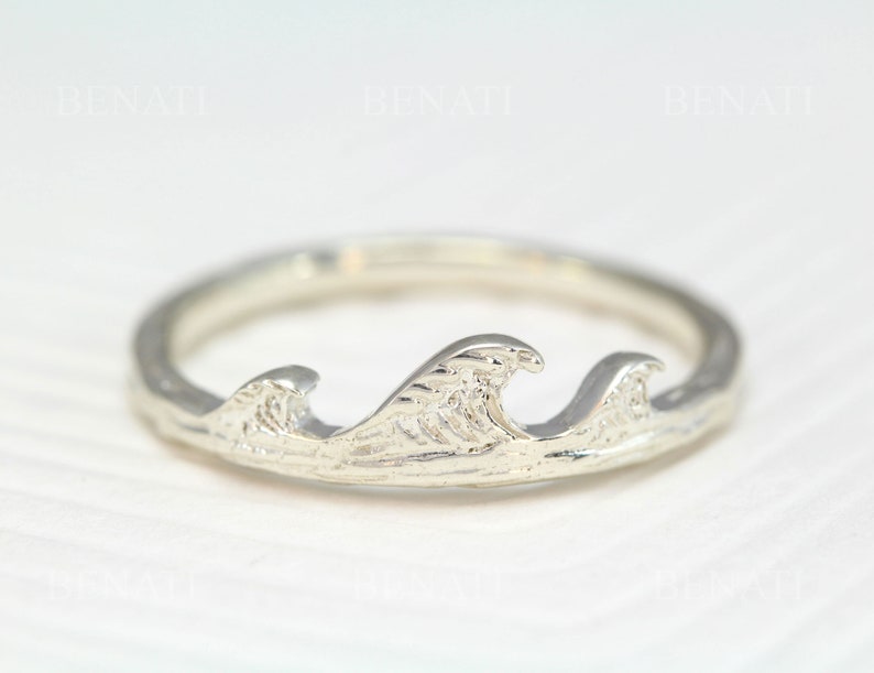 Silver Wave Ring Swell Ring Surfers Dainty Waves Stacking - Etsy