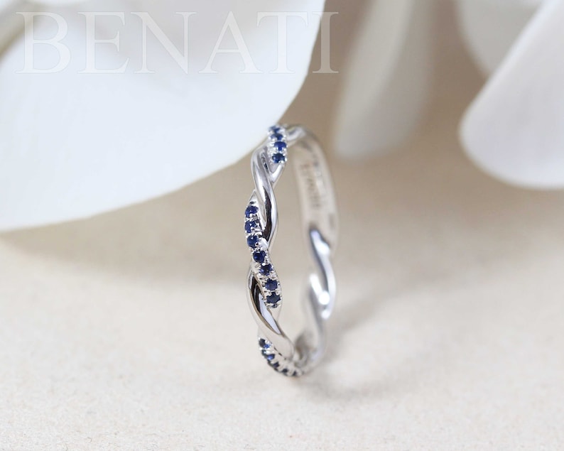 Sapphire Wedding Band Sapphire Infinity Knot Ring Infinity | Etsy