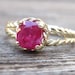 Ruby Engagement Ring, Cushion Ruby Braided, Rope Engagement Ring ...