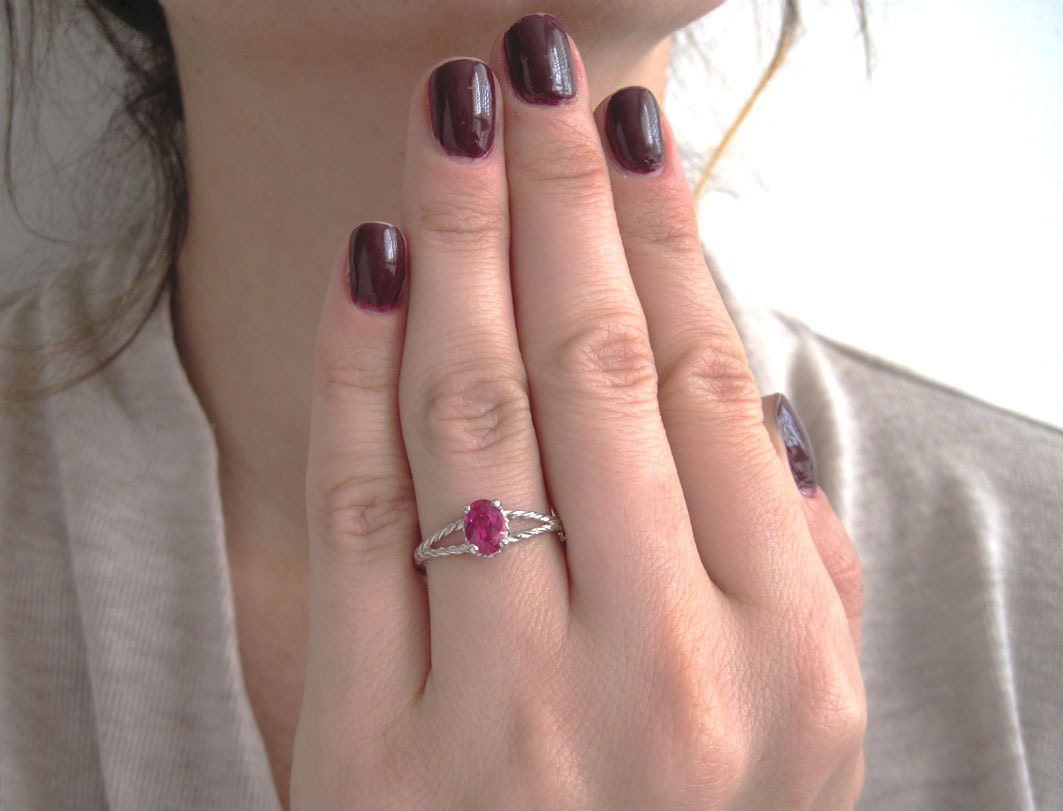 Ruby Engagement Ring Twisted Rope Oval Ruby Engagement Ring | Etsy