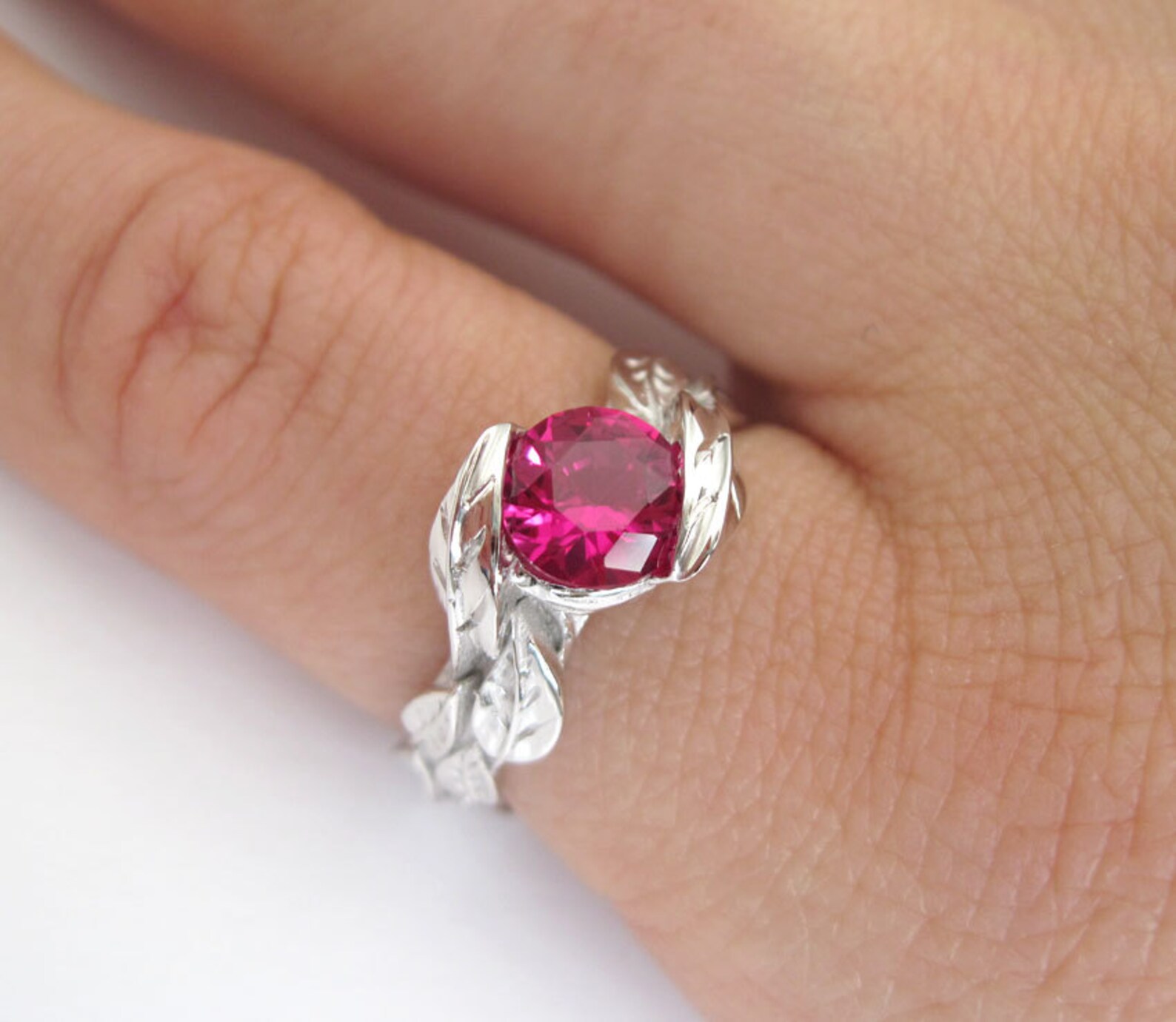 Ruby Leaf Engagement Ring Leaves Engagement Ring Gemstone - Etsy
