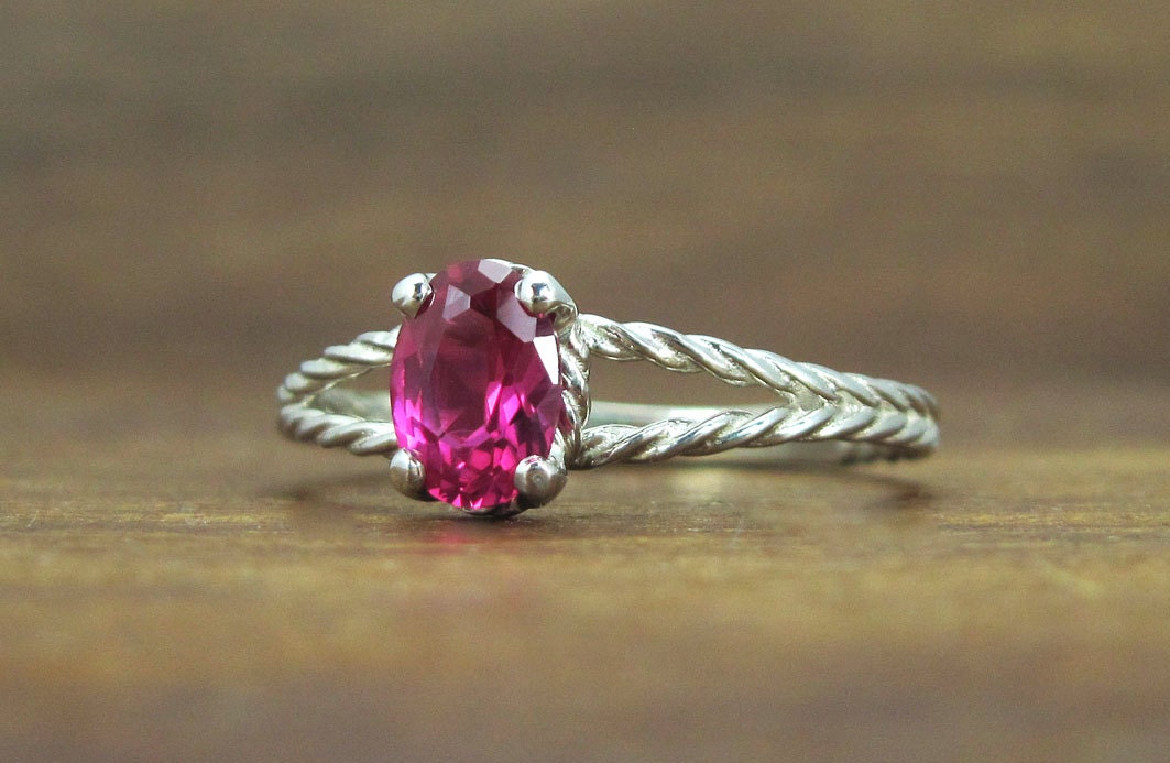 Ruby Engagement Ring Twisted Rope Oval Ruby Engagement Ring | Etsy