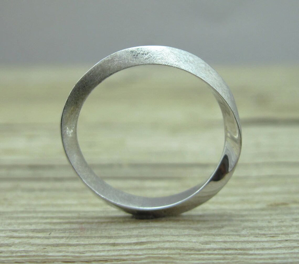 Mobius Wedding Band With Scratched Texture 4.5mm Mobius | Etsy