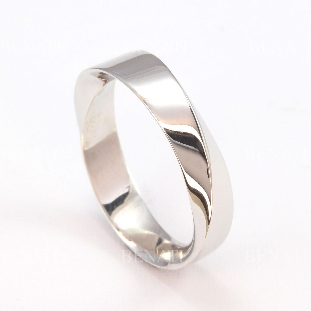 Mobius Men's Wedding Ring, Mens Gold Wedding Band, 6mm Wide Wedding Band, Gold Mobius Strip Ring ...