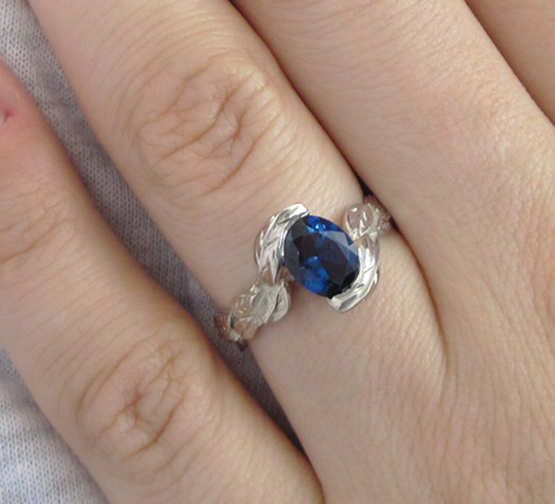 Oval Sapphire Engagement Ring Oval Engagement Ring White | Etsy