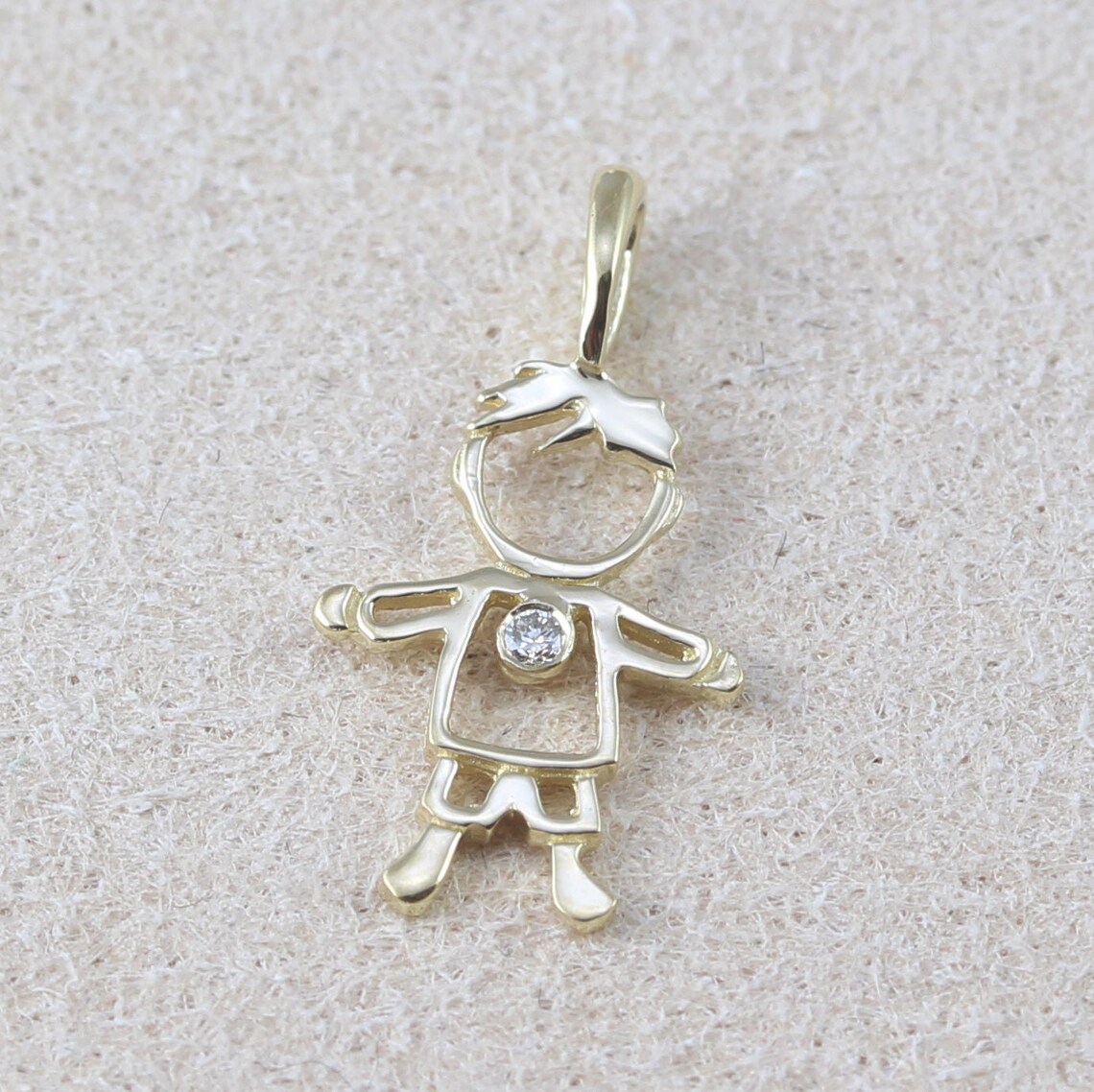 Solid Gold Baby Boy Pendant Diamond Child Pendant Boy - Etsy