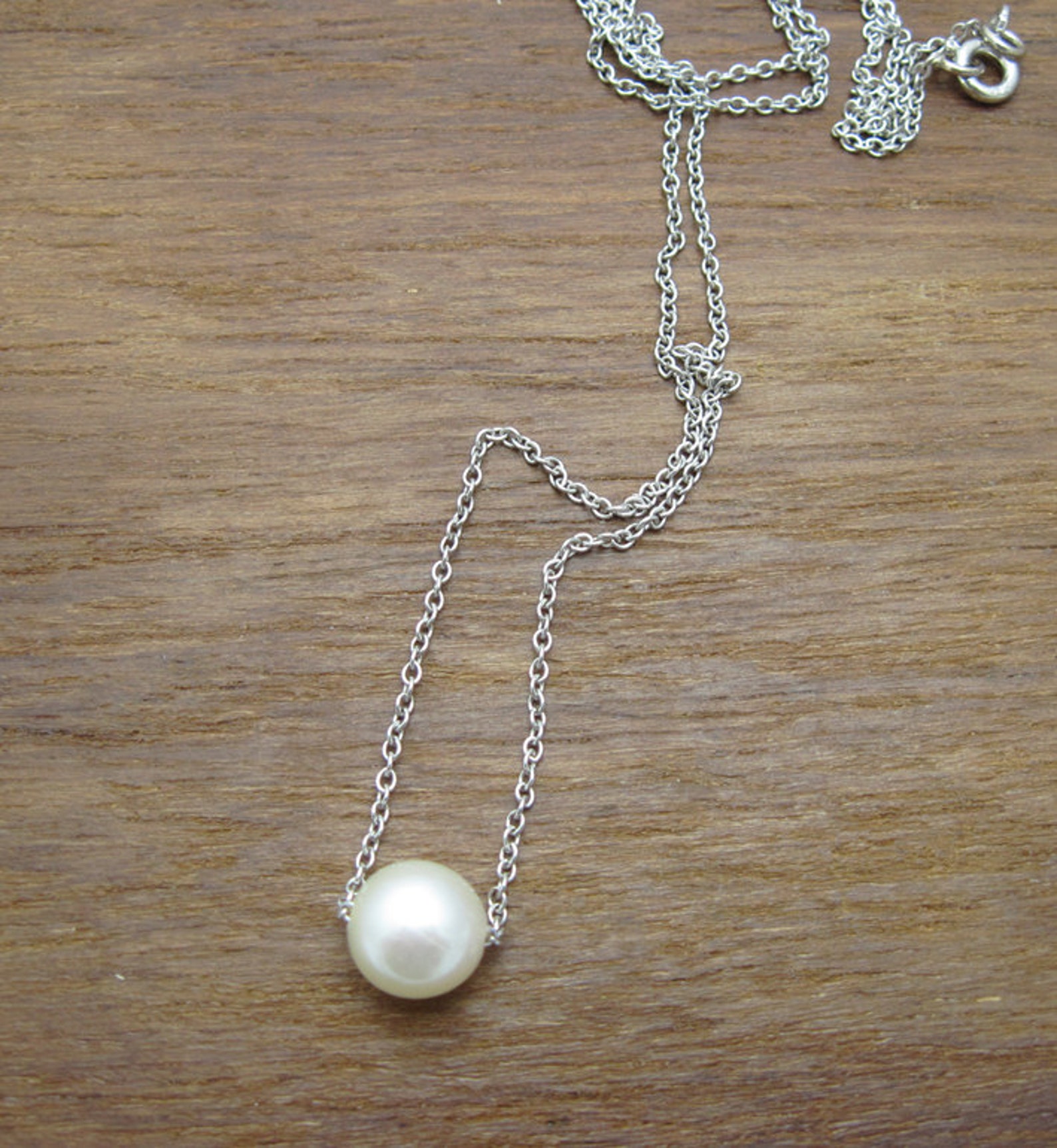 Freshwater Pearl on Gold Link Chain Pearl With White Gold - Etsy