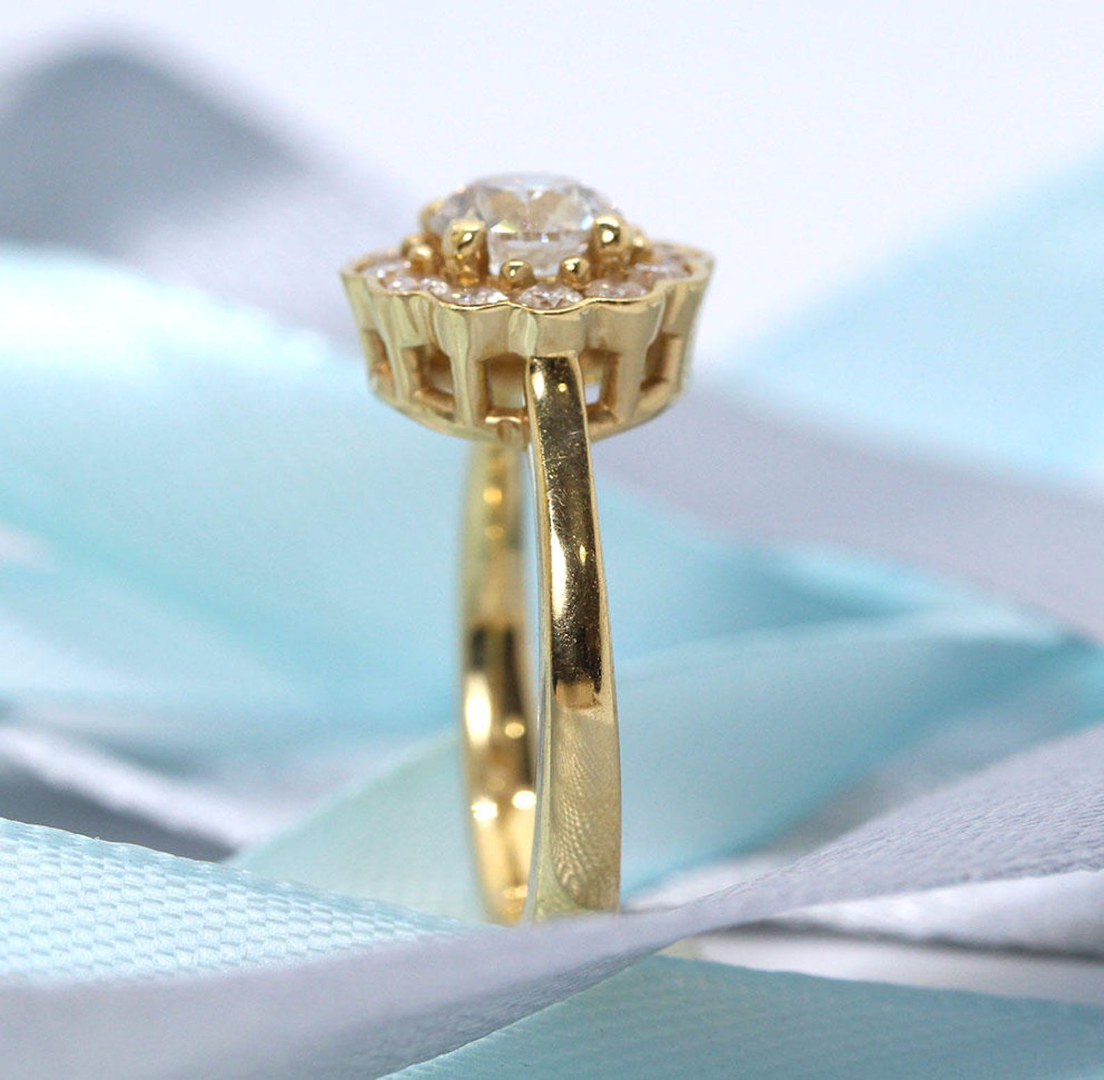 1.26 Carat Diamond Engagement Ring Vintage Style Cluster - Etsy