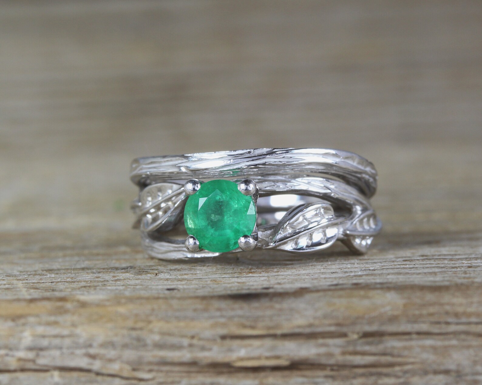 Unique Leaves Wedding Ring Set Bridal Bark Twig Ring Set - Etsy