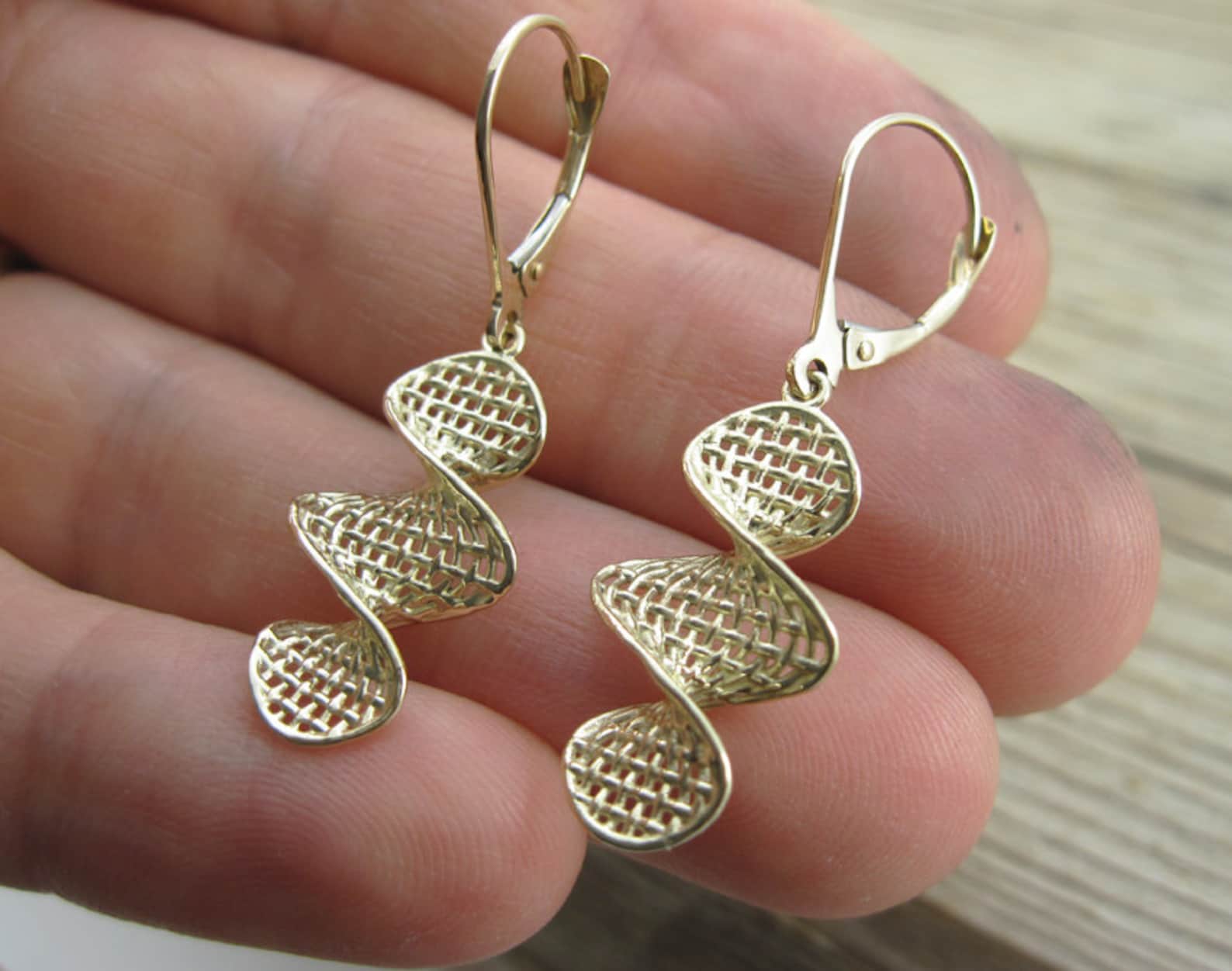 Weaved Gold Drop Earrings Gold Hanging Earrings Drop - Etsy