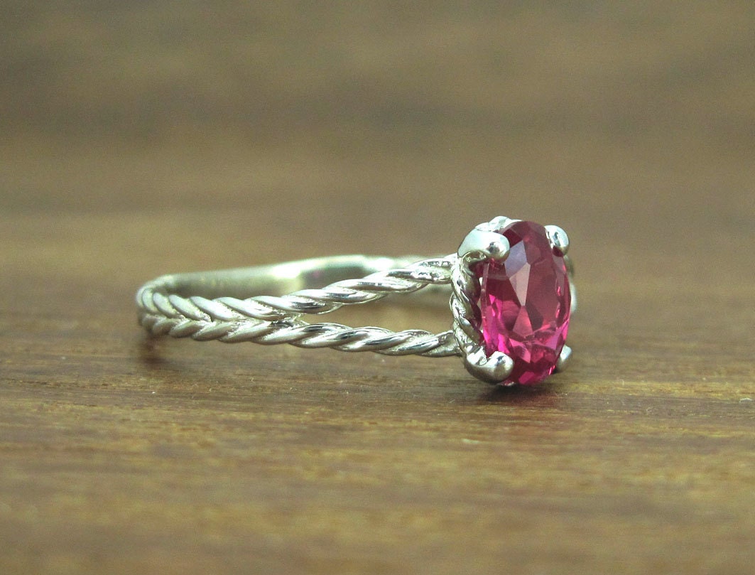Ruby Engagement Ring Twisted Rope Oval Ruby Engagement Ring | Etsy