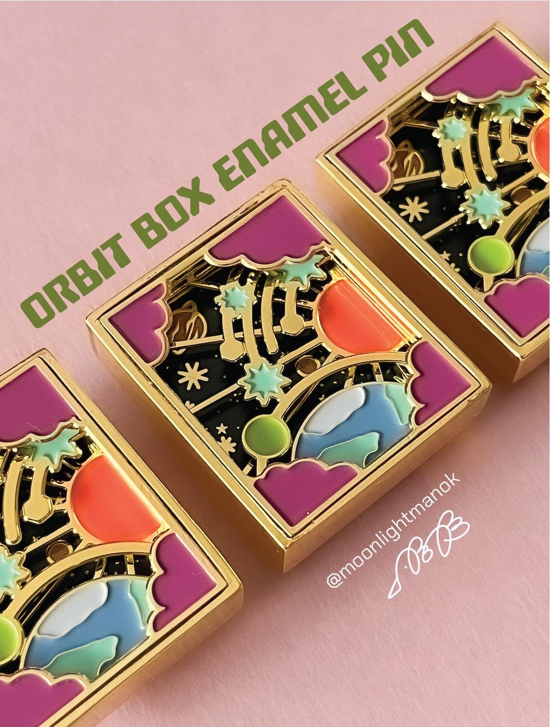 Orbit Space Planet Box Enamel Pin - Etsy