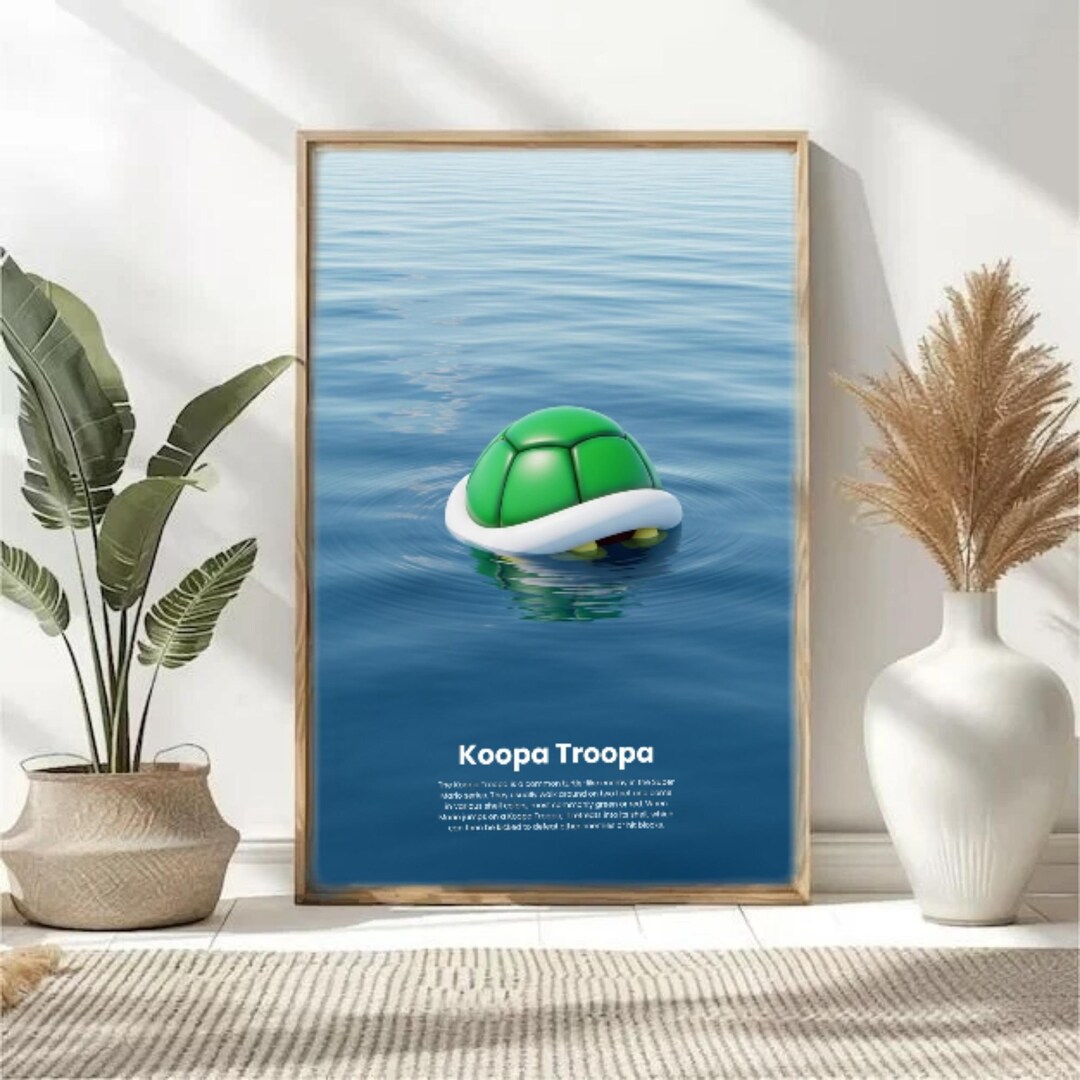 Mario Turtle Shell Digital Art Print | Koopa Troopa Green Shell Poster ...