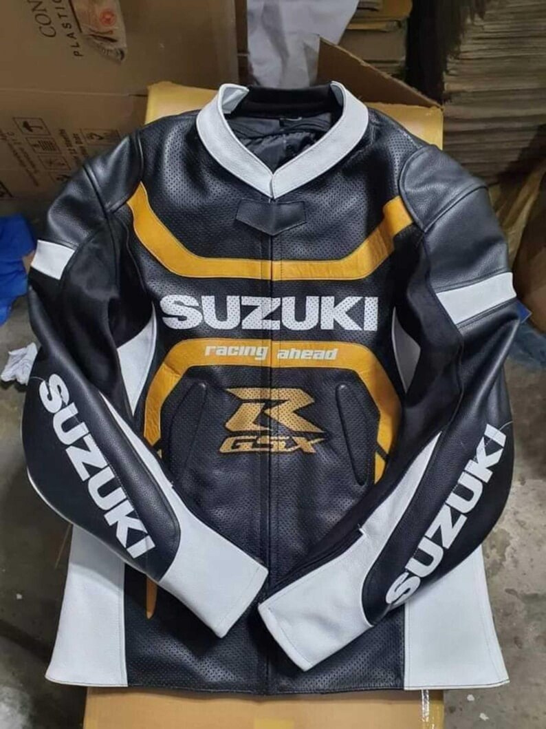 Suzuki GSX-R Motorcycle Leather Jacket – Premium Cowhide Racing Biker ...