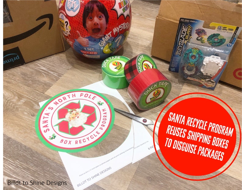 Santa's North Pole Box Recycle Tags---instant Download---reuse Shipping ...