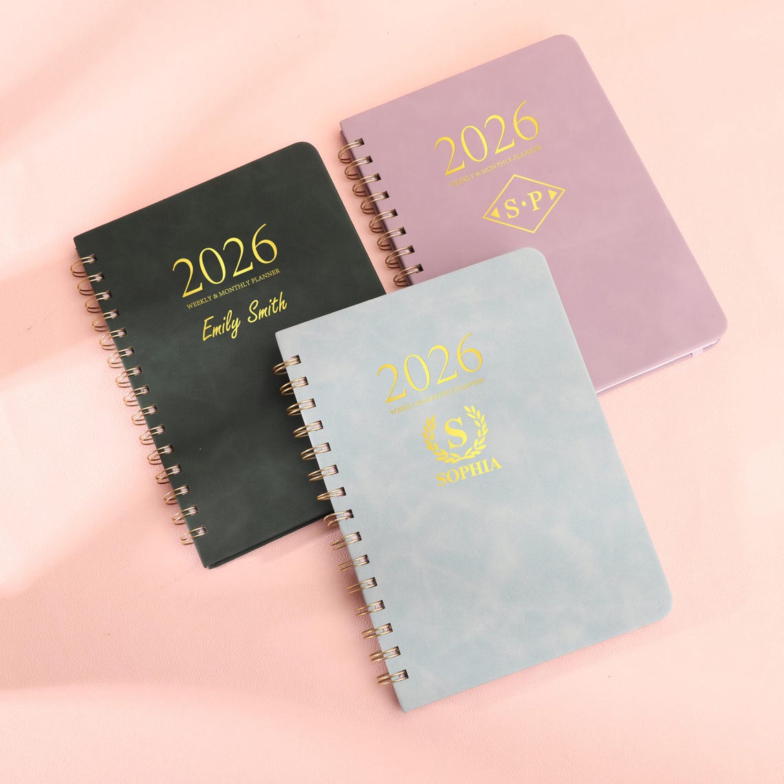 Custom Gold-stamped 2026 Schedule Book, Personalized Leather Weekly and ...
