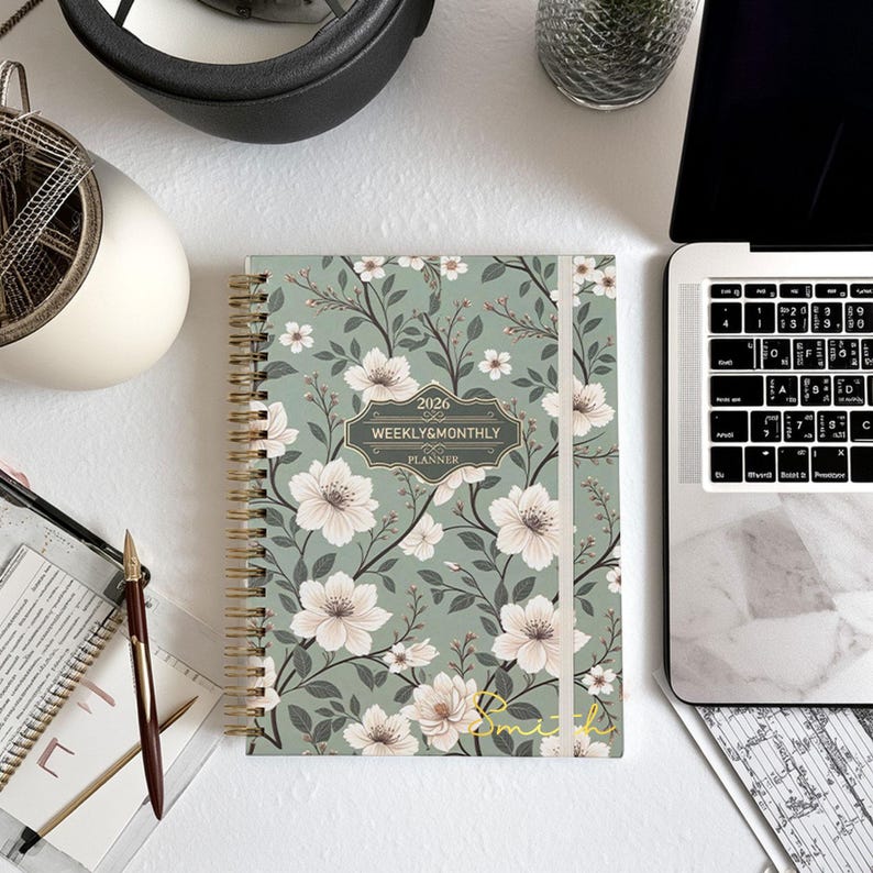 Custom 2026 Floral Planner, Gold-foil Name Planner, Personalized Daily ...