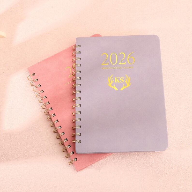 Custom Gold-stamped 2026 Schedule Book, Personalized Leather Weekly and ...