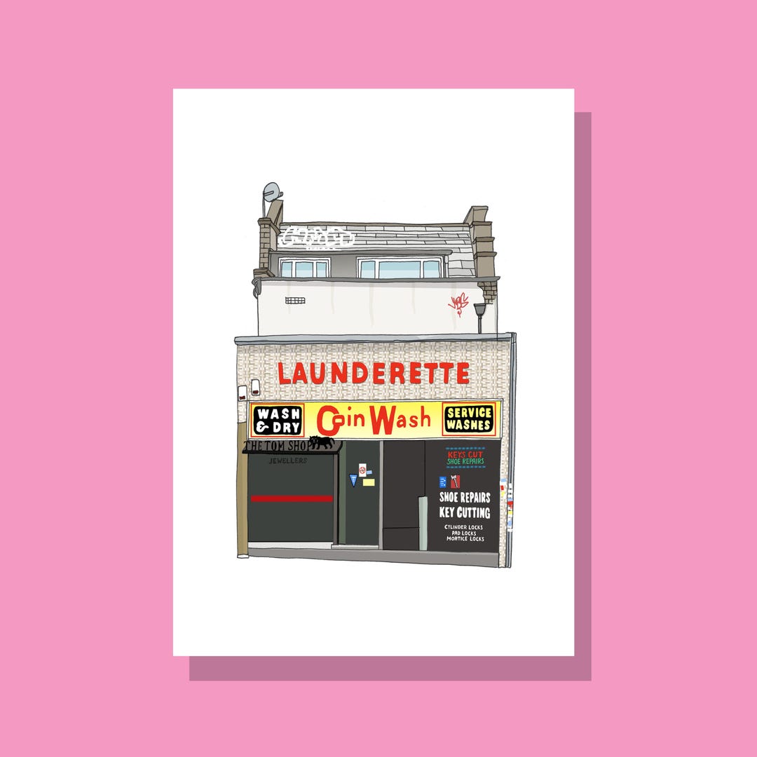 A3 South London Launderette Art Print. the Coin Wash Launderette is ...