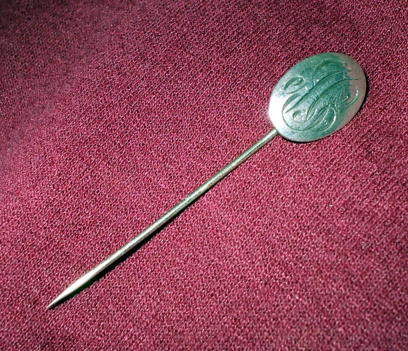 Sterling Silver Stick Pin Oval Monogrammed Initials Vintage - Etsy