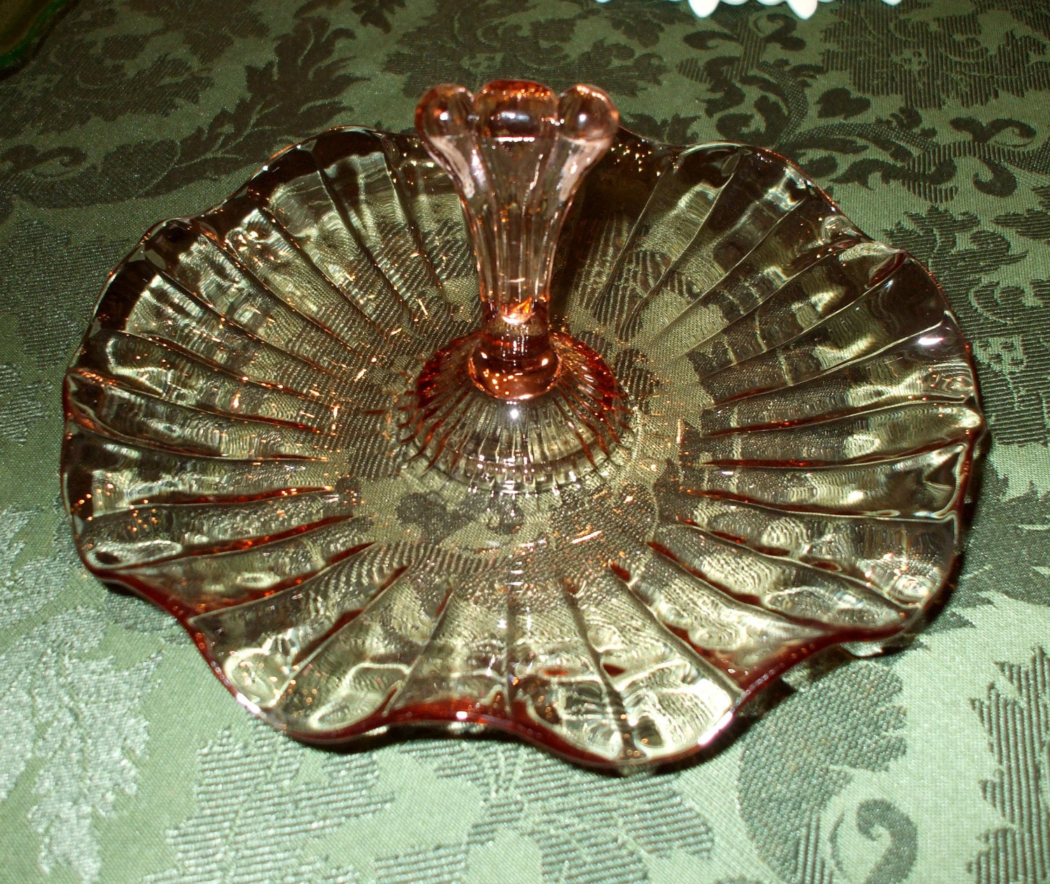 Depression Glass Pink Bon Bon Candy Mint Dish Plate Server - Etsy