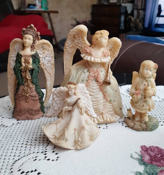 Vintage 1990s Collection of 4 Resin Angel Figurines Ornate - Etsy