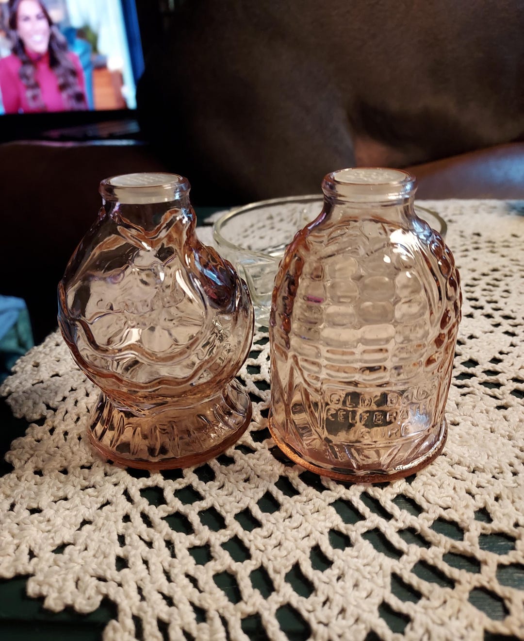 Vintage Wheaton Pink Glass Set Tuscan Springs Cal Fish Shaker & Old ...
