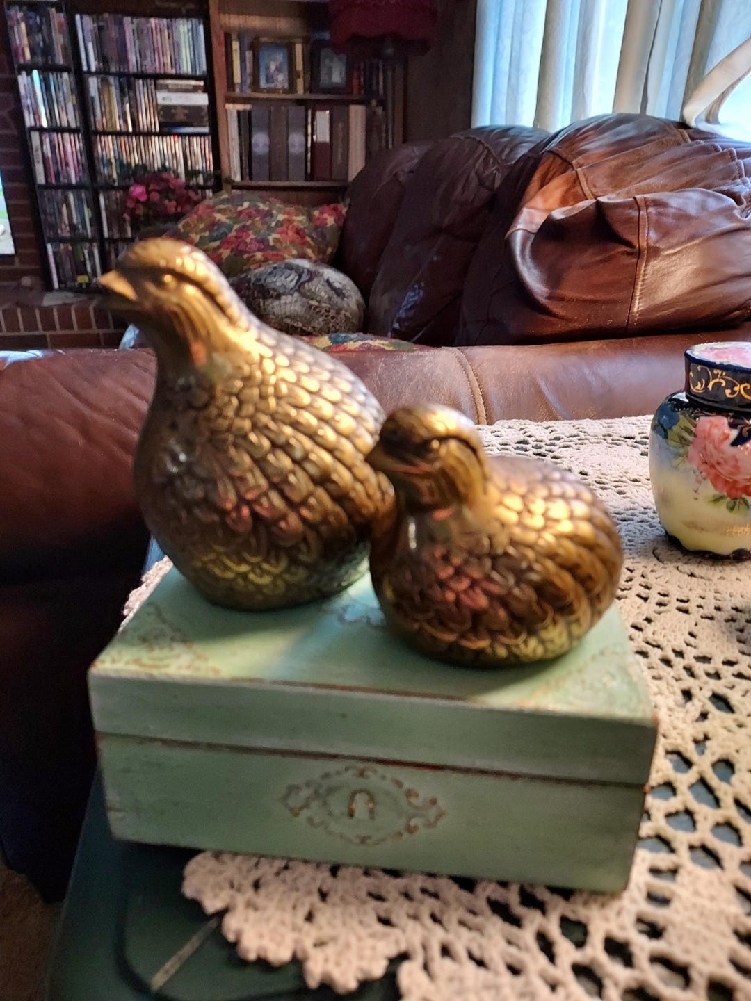 Vintage 1960s Brass Quail Partridge Pair Mom and Chick Paperweights ...