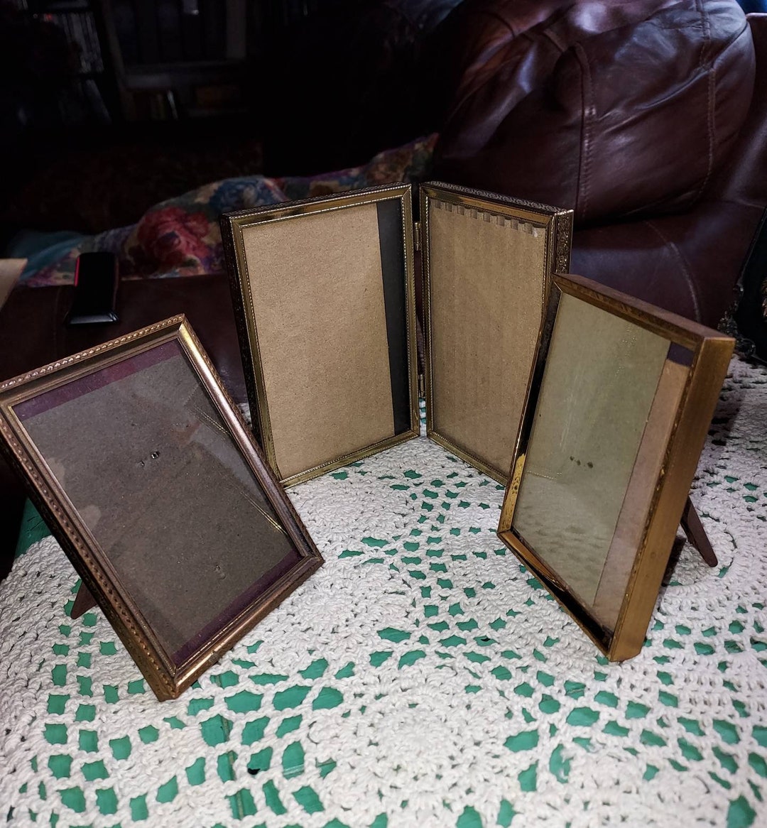 Vintage Smaller Retro Picture Frames 2 1940s Etched Antique Gold, 1 ...