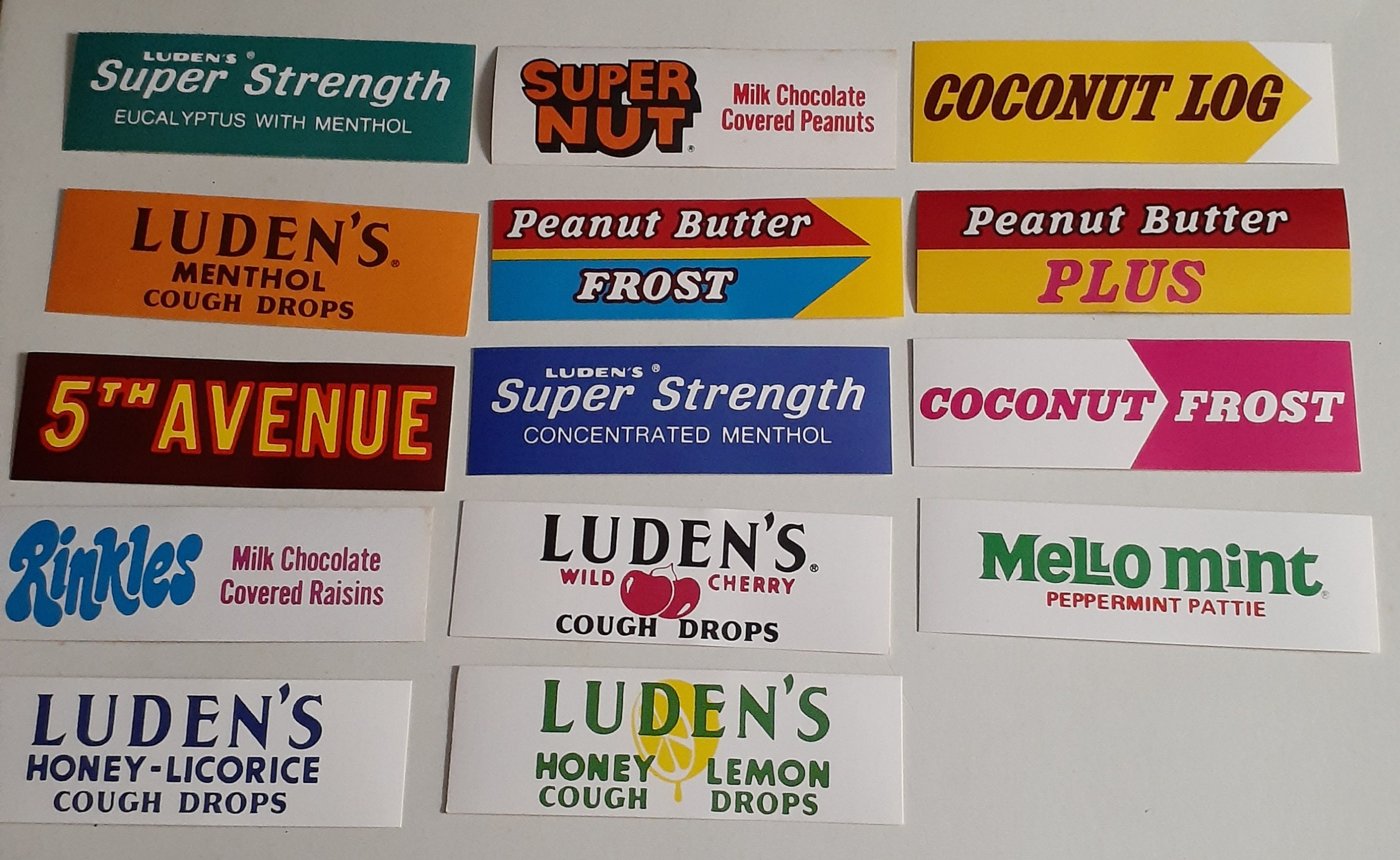 Luden's Vintage 1970s 14 Stickers Labels Store Display Candy Super Nut ...