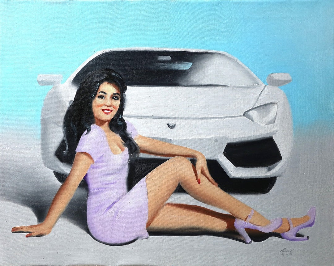 AMBER, Pinup Girl, Auto. Oils on 24 X 30 Canvas Painted by Artist ...