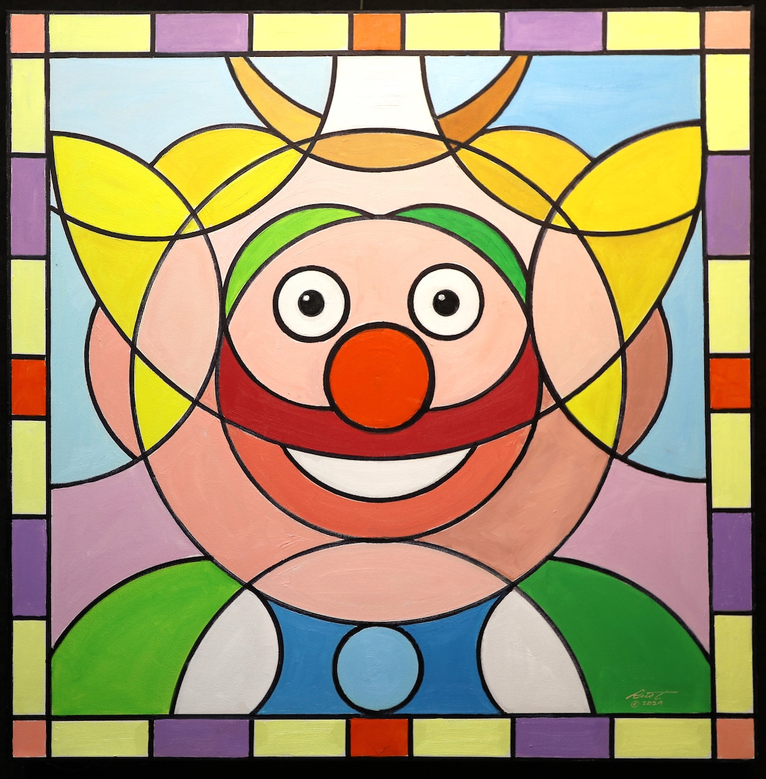 CLOWNIN' AROUND, Circus, Oils on 30" X 30" Canvas Painted by Artist ...