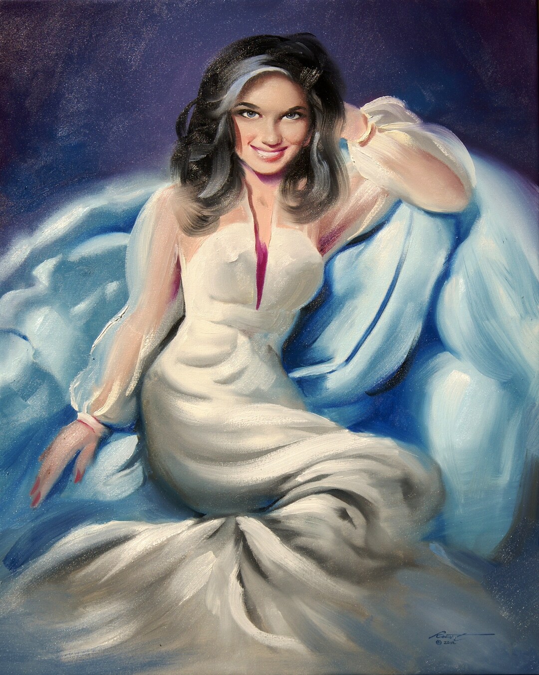 ANGELINA, Pinup Girl. Oils on 30" X 24" Canvas Painted by Artist, RUSTY ...