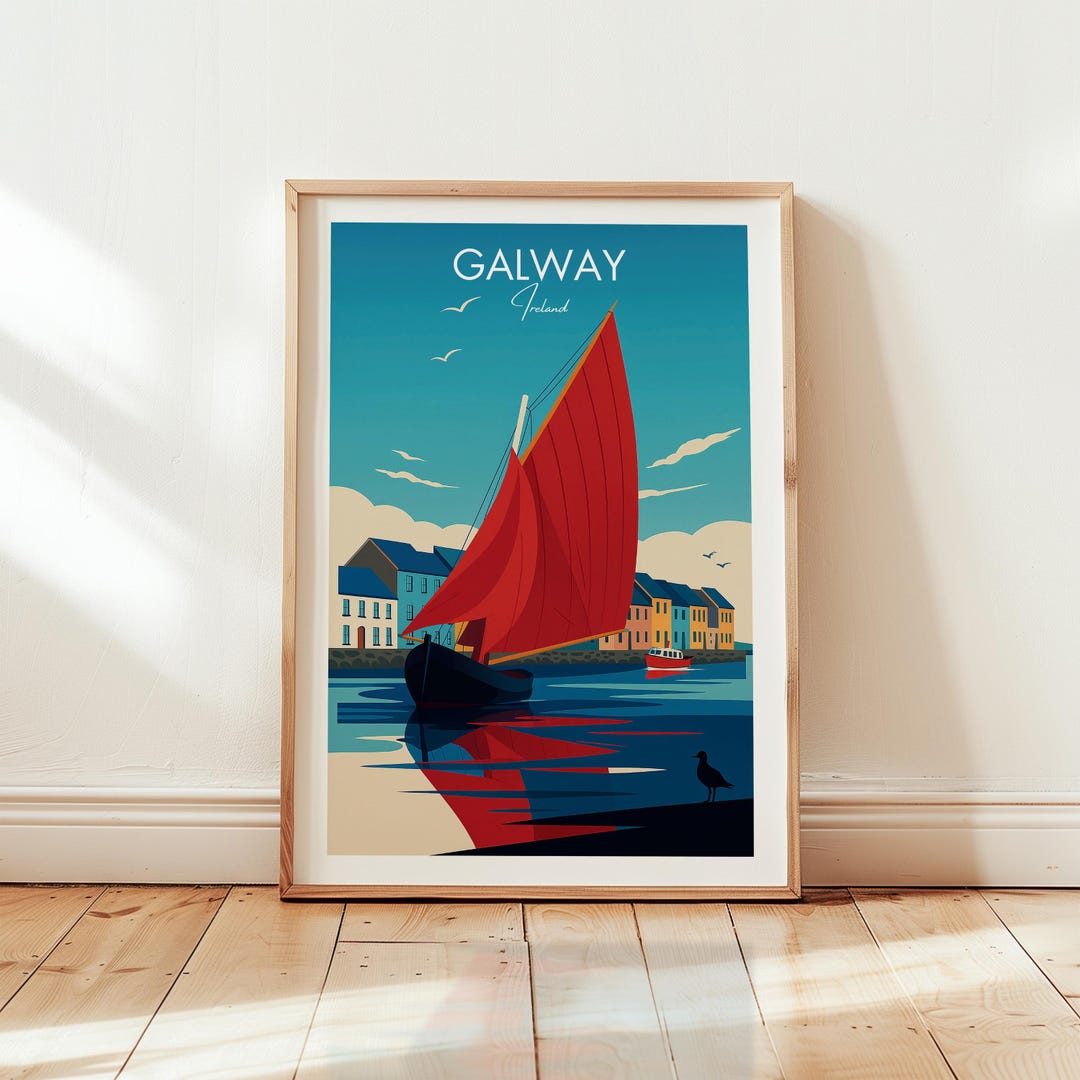 Galway Ireland Print: Coastal Harbor Scene, Irish Travel Art (digital ...