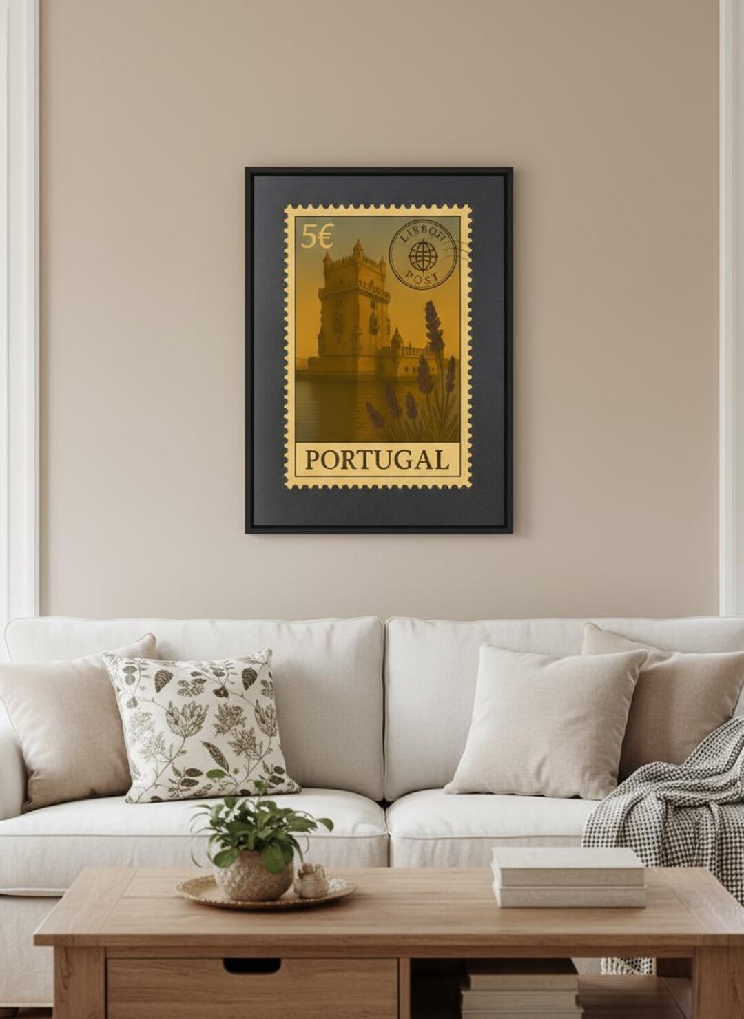 Lisbon Belém Tower Vintage Stamp Print: Portugal Travel Art (digital ...