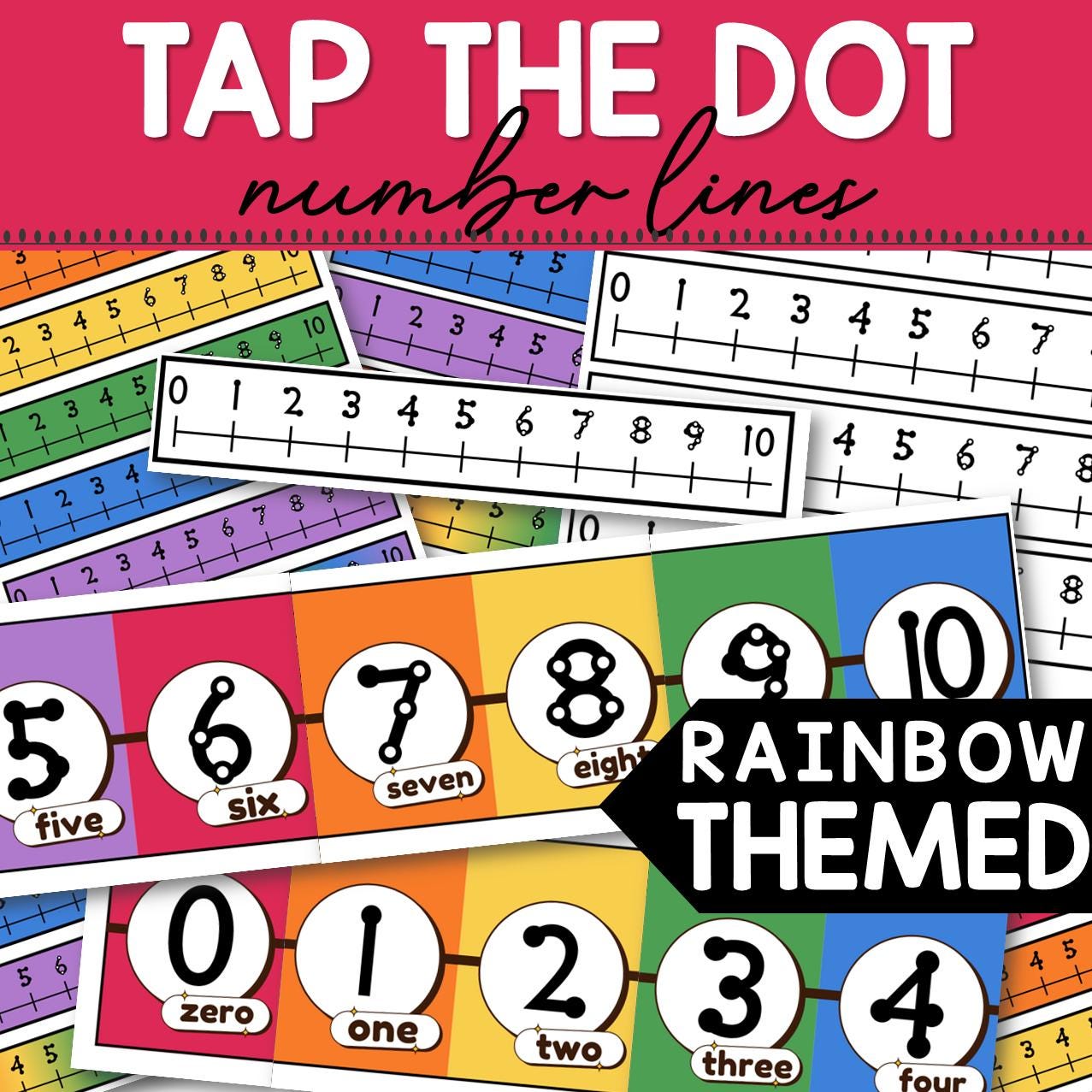 Touch the Dot Math Printable Number Line Rainbow - Etsy