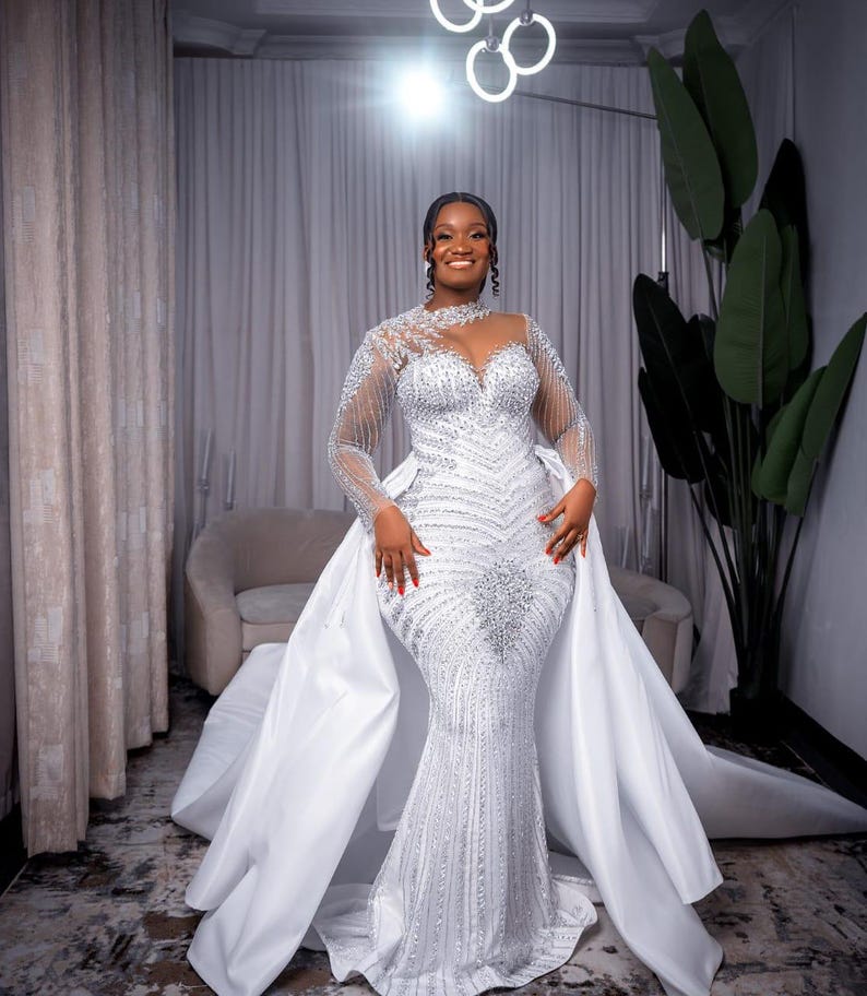 White Luxurious Prom Dinner Beaded Lace Bridal Dress,beaded Corset ...