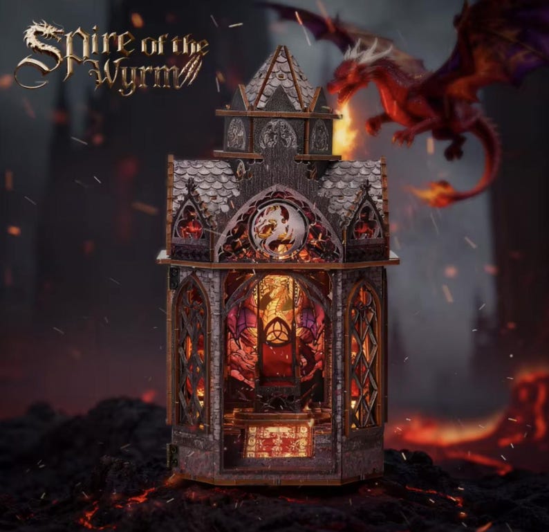 DIY Gothic Dragon Castle Book Nook: 3D Enchanted Wooden Puzzle Kit ...