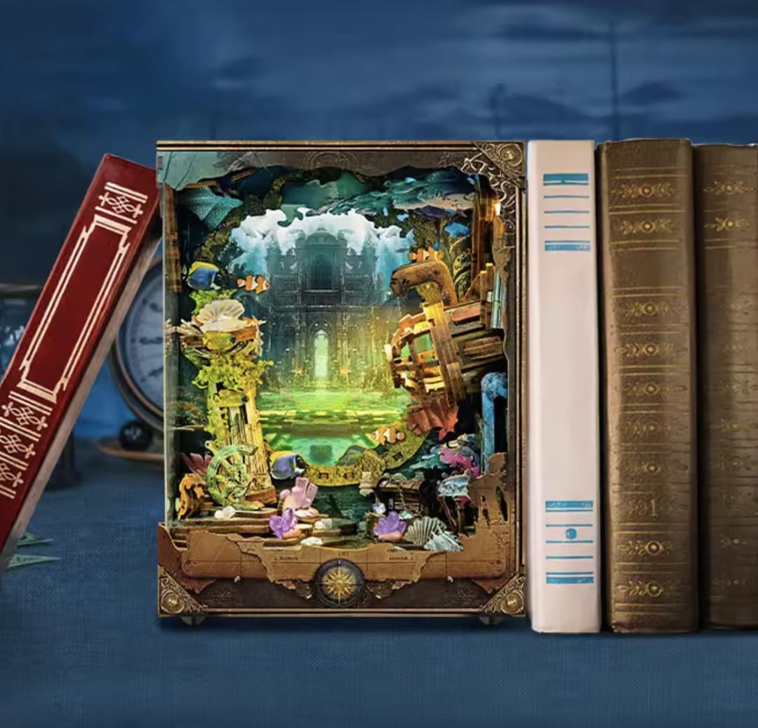 DIY Atlantis Book Nook Kit: Miniature Underwater Bookshelf Insert - Etsy