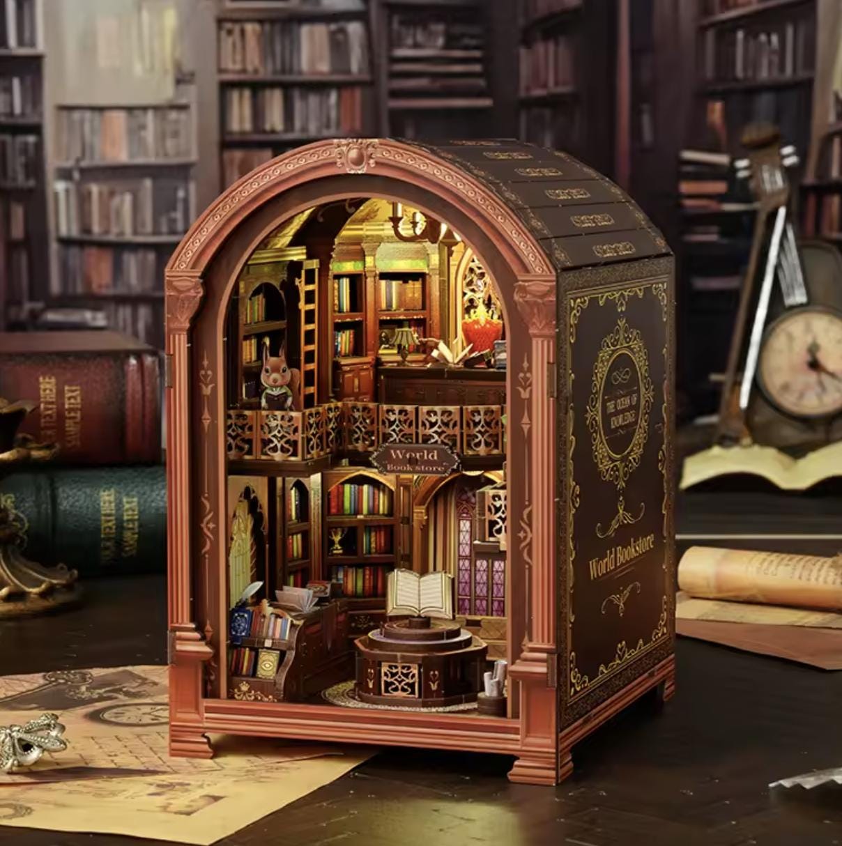 DIY World Bookstore Book Nook Kit: 3D Wooden Puzzle Craft - Handmade ...