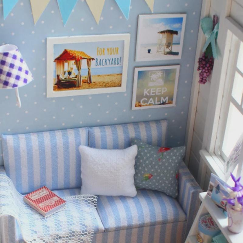 Coastal Summer DIY Miniature Kit – Blue Beach House Lounge With Seaside ...