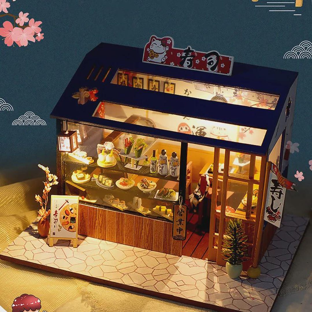 Cozy Japanese Sushi Store Book Nook – DIY Shelf Insert With Traditional ...