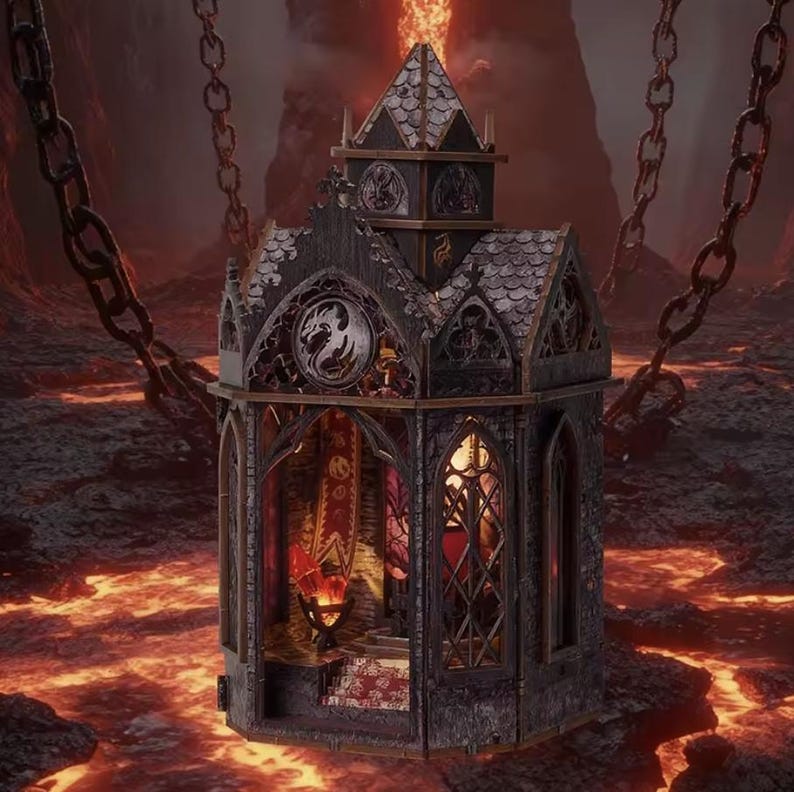 DIY Gothic Dragon Castle Book Nook: 3D Enchanted Wooden Puzzle Kit ...
