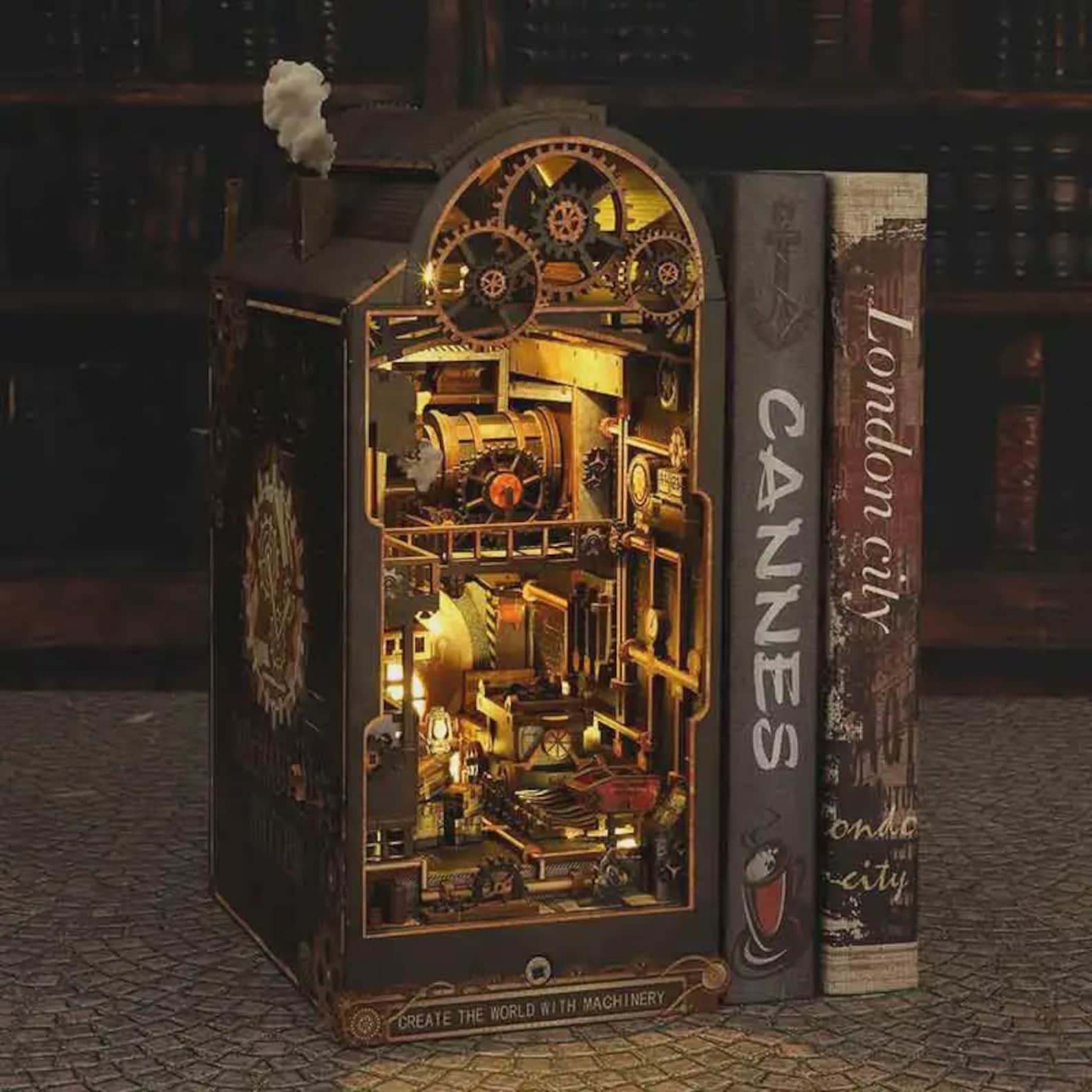 Steam & Cogs Factory Book Nook – DIY Miniature Mechanical Workshop With ...