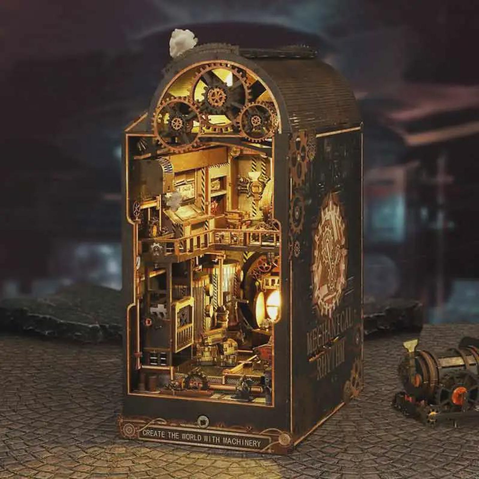 Steam & Cogs Factory Book Nook – DIY Miniature Mechanical Workshop With ...