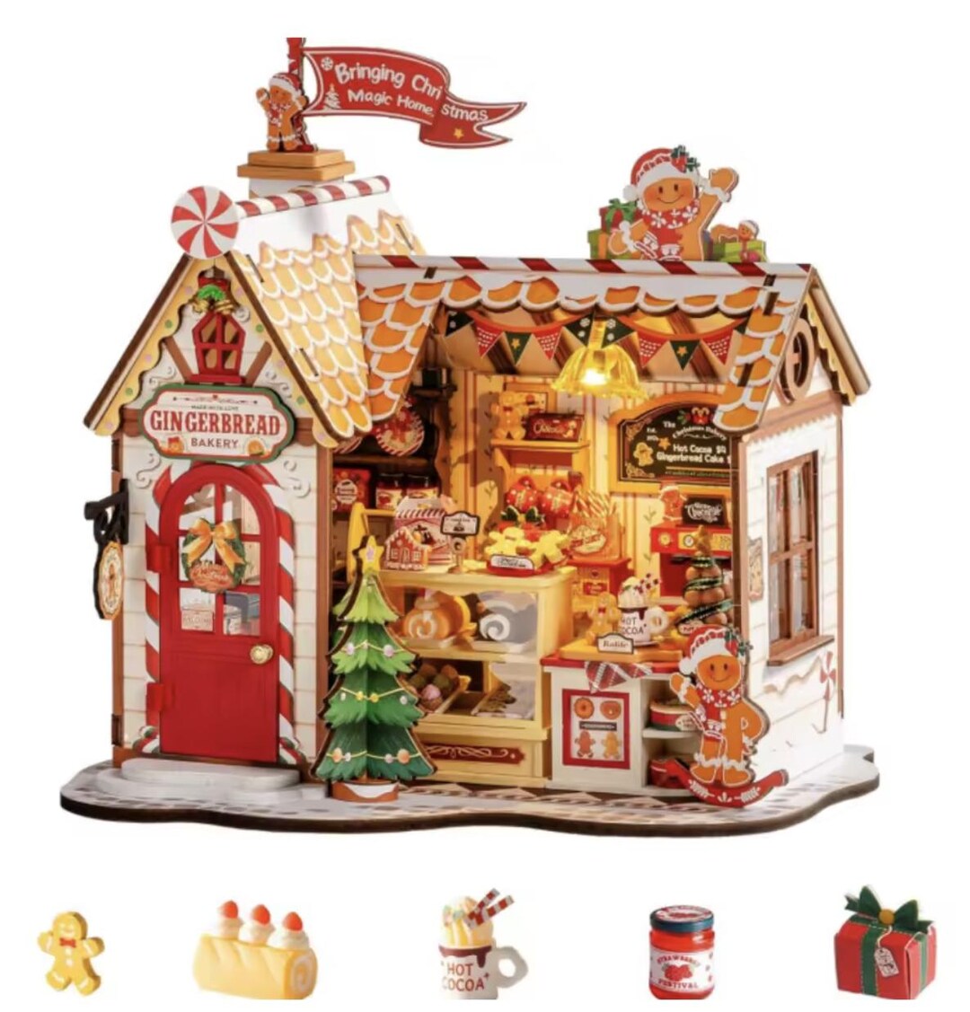 DIY Gingerbread House Bakery Book Nook Kit | Handmade Christmas Cafe ...