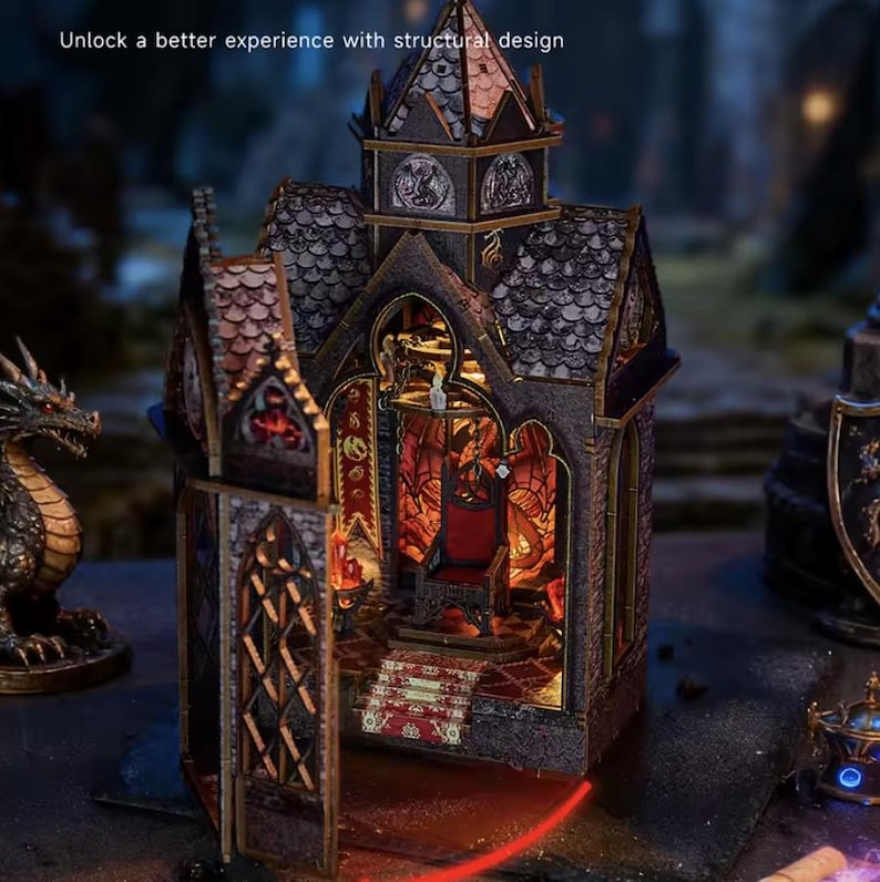 DIY Gothic Dragon Castle Book Nook: 3D Enchanted Wooden Puzzle Kit ...