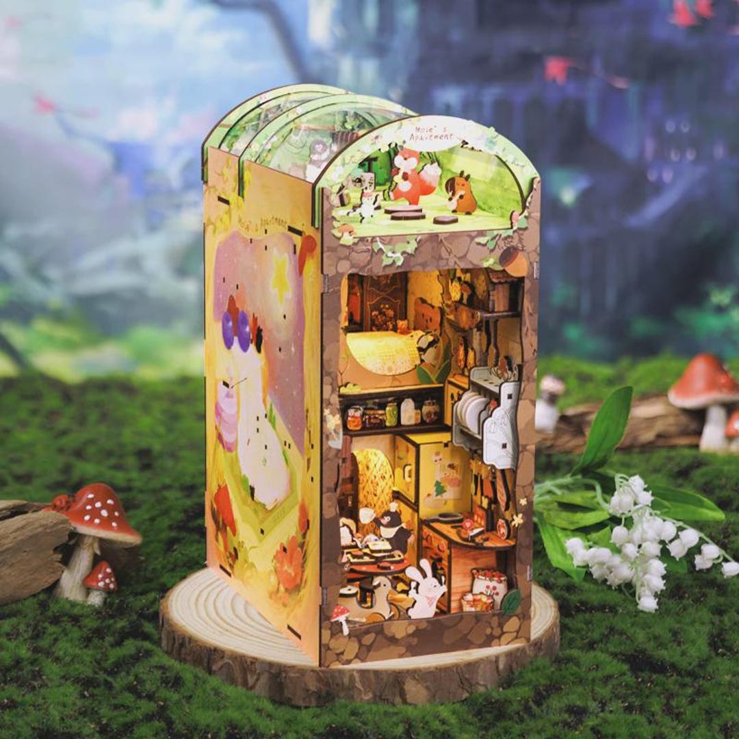 DIY Moles Home Tiny Book Nook Kit | DIY Animals Dollhouse Shelf Insert ...