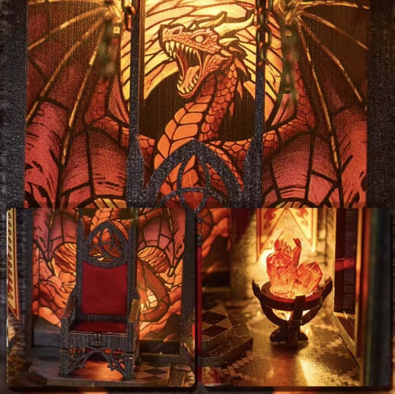 DIY Gothic Dragon Castle Book Nook: 3D Enchanted Wooden Puzzle Kit ...
