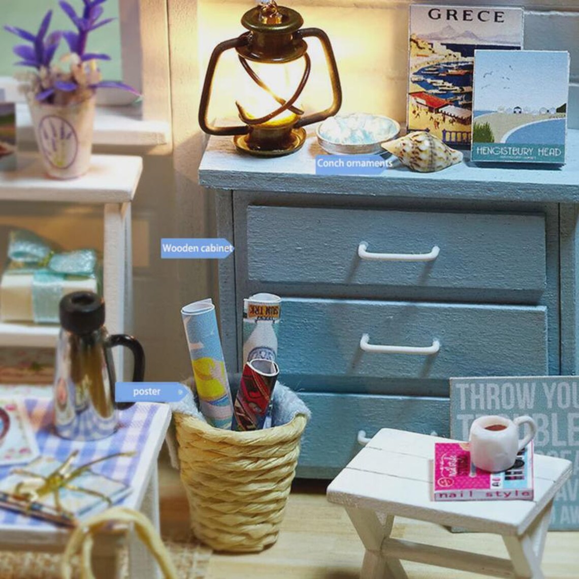 Coastal Summer DIY Miniature Kit – Blue Beach House Lounge With Seaside ...